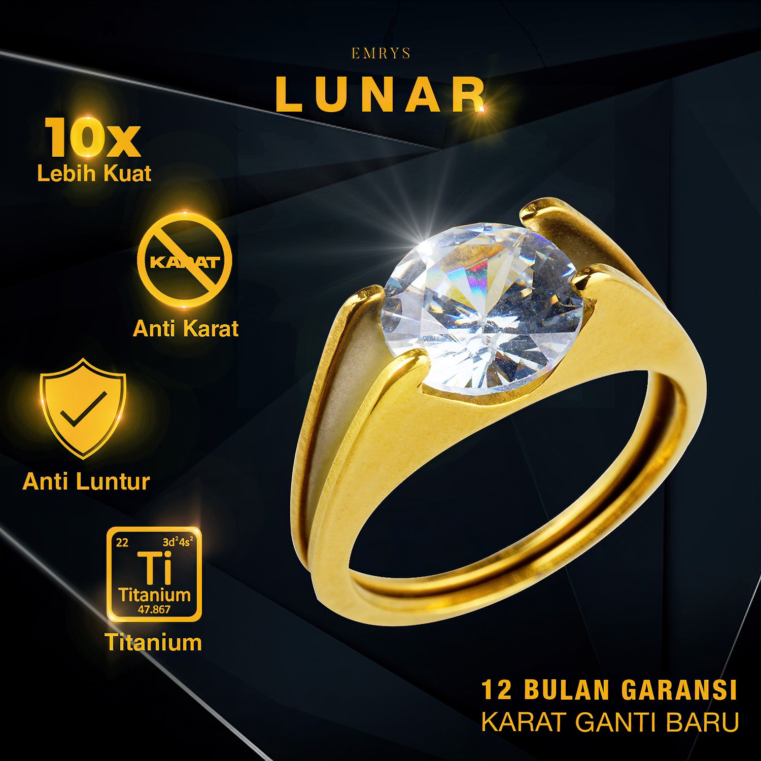 Jual Cincin Titanium Asli LUNAR Model Terbaru – EMRYS INDONESIA