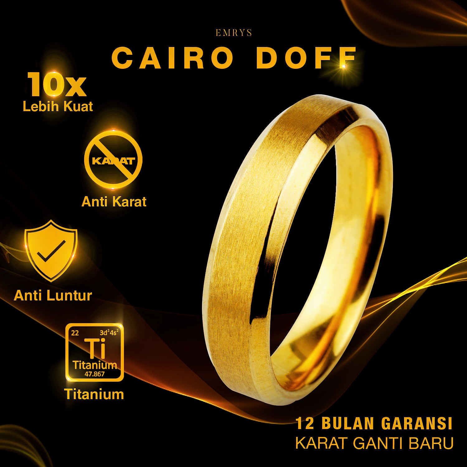 Jual Model Cincin Bahan Titanium GOLD CAIRO DOFF Dengan Desain Simpel ...