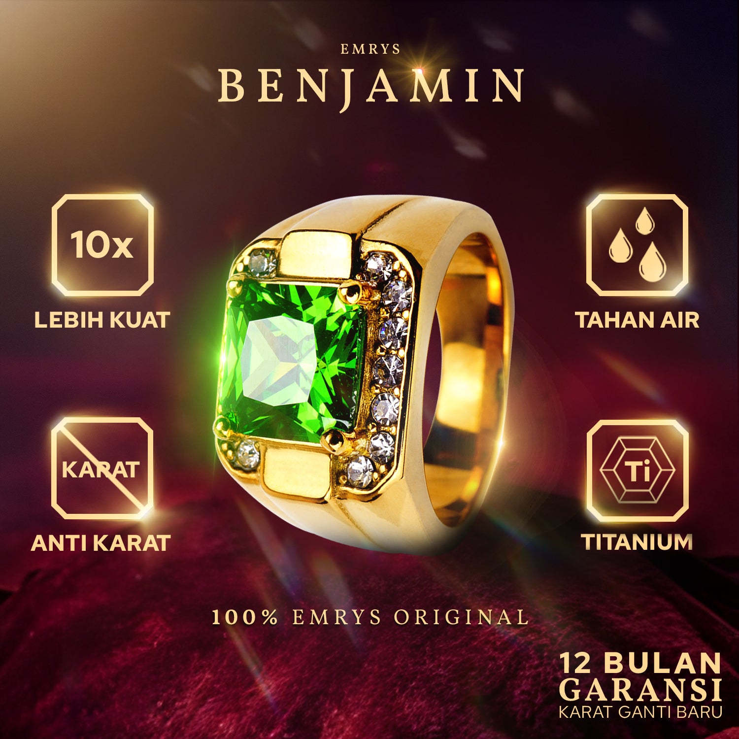 Jual Cincin Titanium Asli BENJAMIN COLOUR Model Terbaru – EMRYS INDONESIA