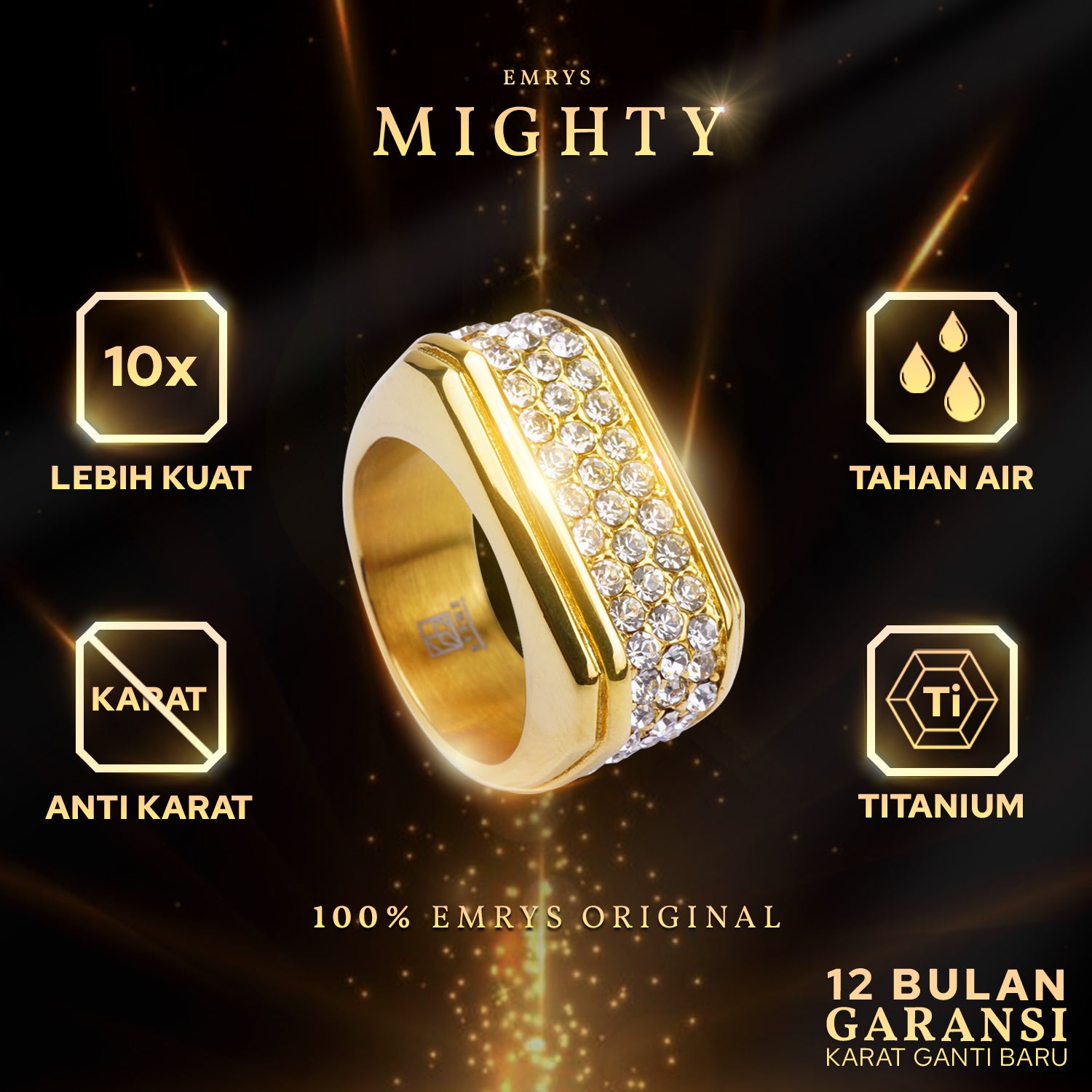 Jual Cincin Titanium Asli MIGHTY Model Terbaru – EMRYS INDONESIA
