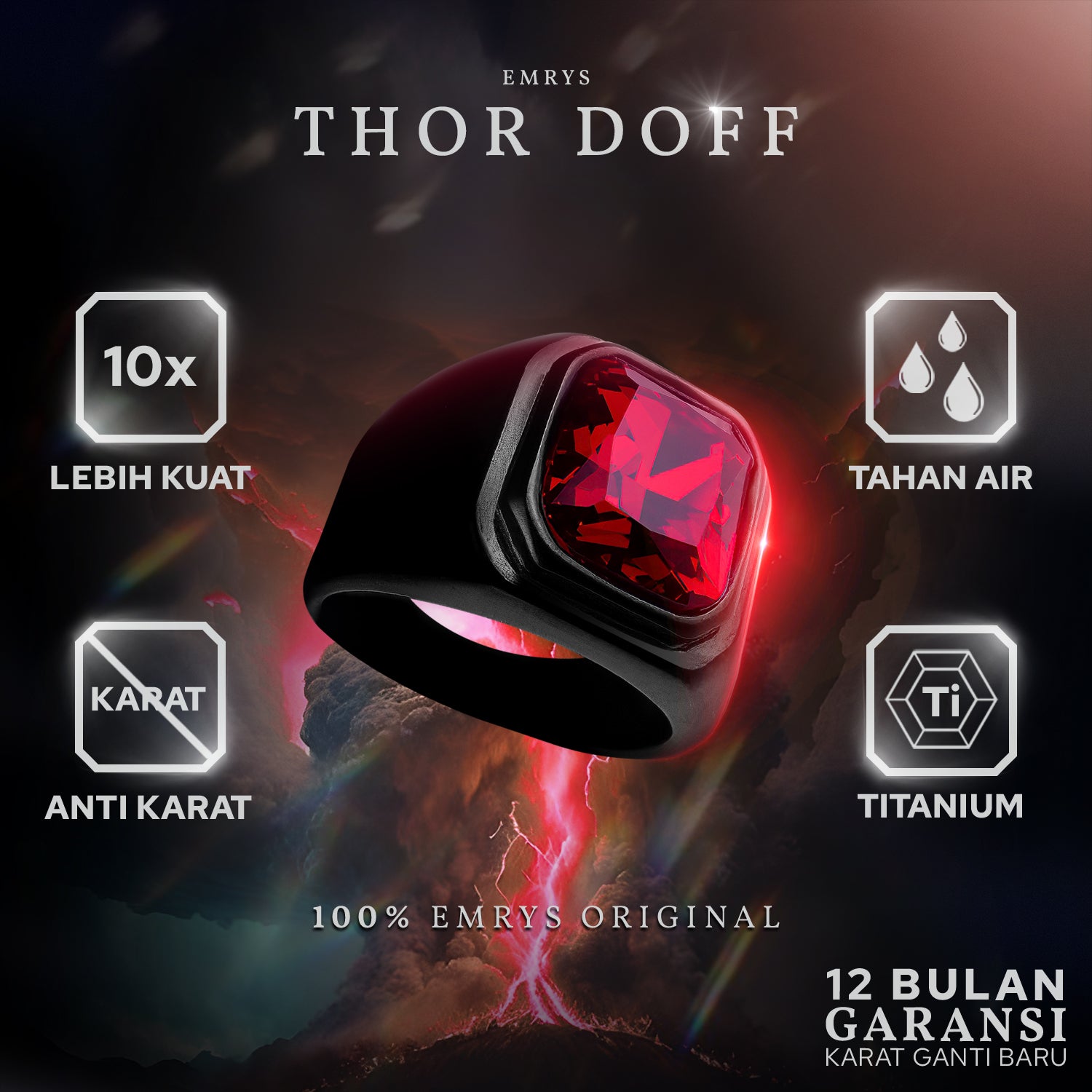Jual Cincin Titanium Asli THOR BLACK DOFF Model Terbaru – EMRYS INDONESIA